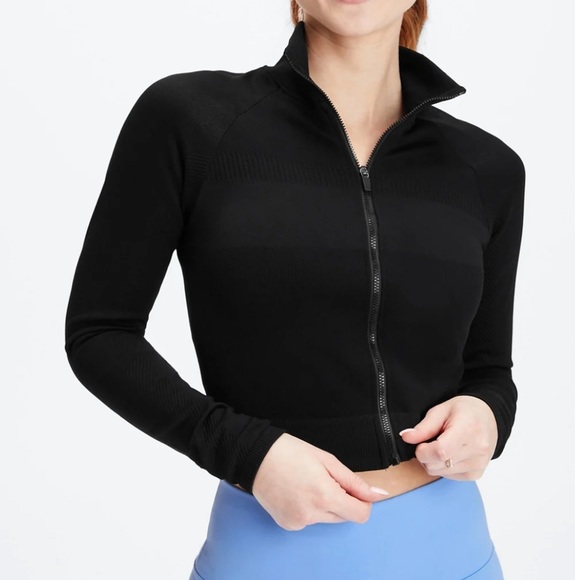 Fabletics | Jackets & Coats | Fabletics Cropped Seamless Rib Fullzip In ...